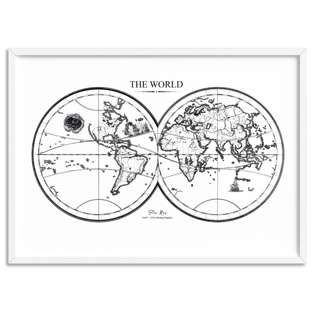 Map of the World Wall Print. Double Hemisphere Minimal Art – Print and ...