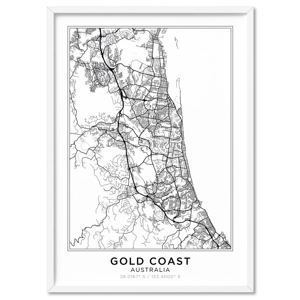 Gold Coast City Map Art Poster. Custom Street Map Print – Print and Proper®
