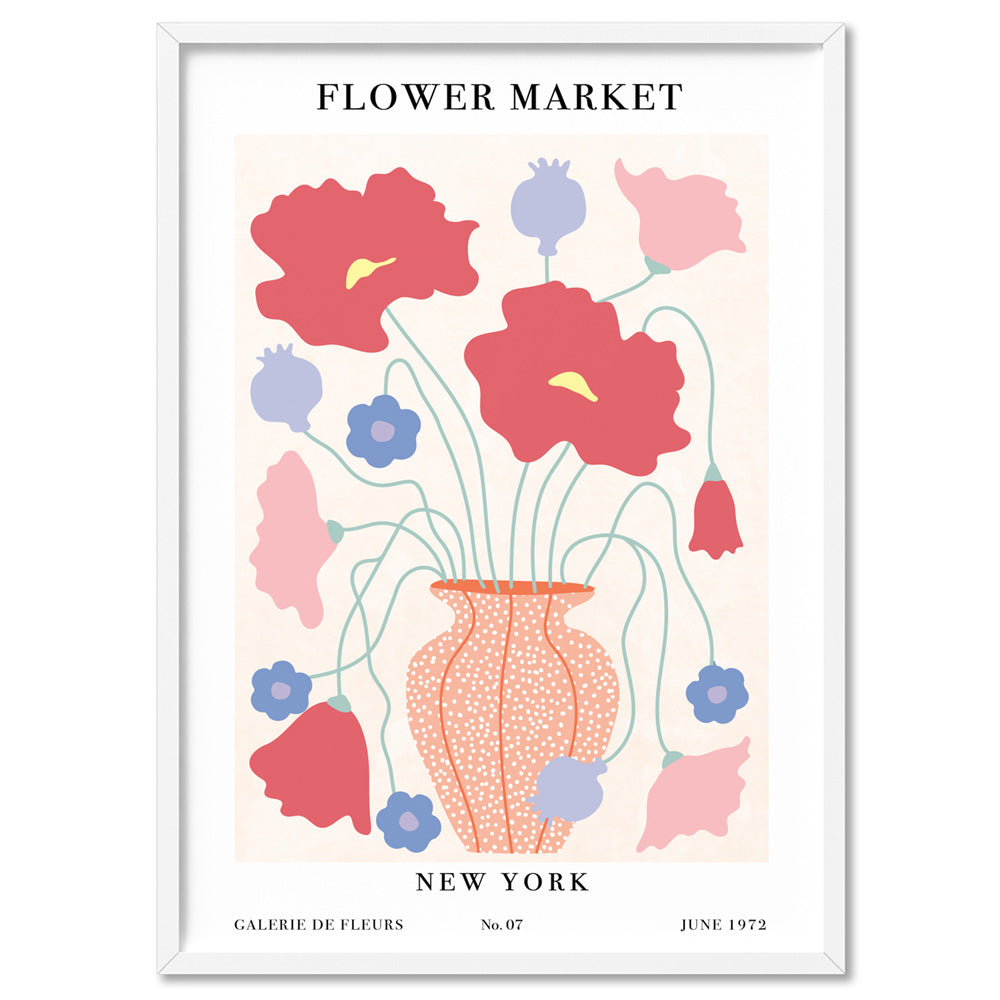 Flower Market New York Poster. Retro Vintage Bouquet Wallart – Print ...